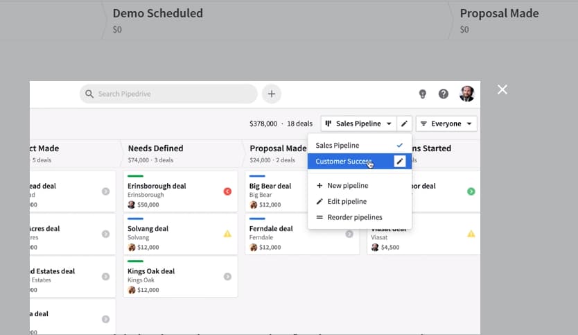 Pipedrive’s setup checklist helps users keep information synced